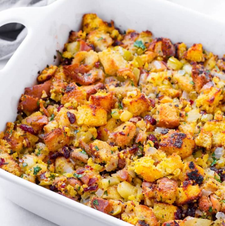 Cornbread Stuffing with Bacon - Cooking For My Soul