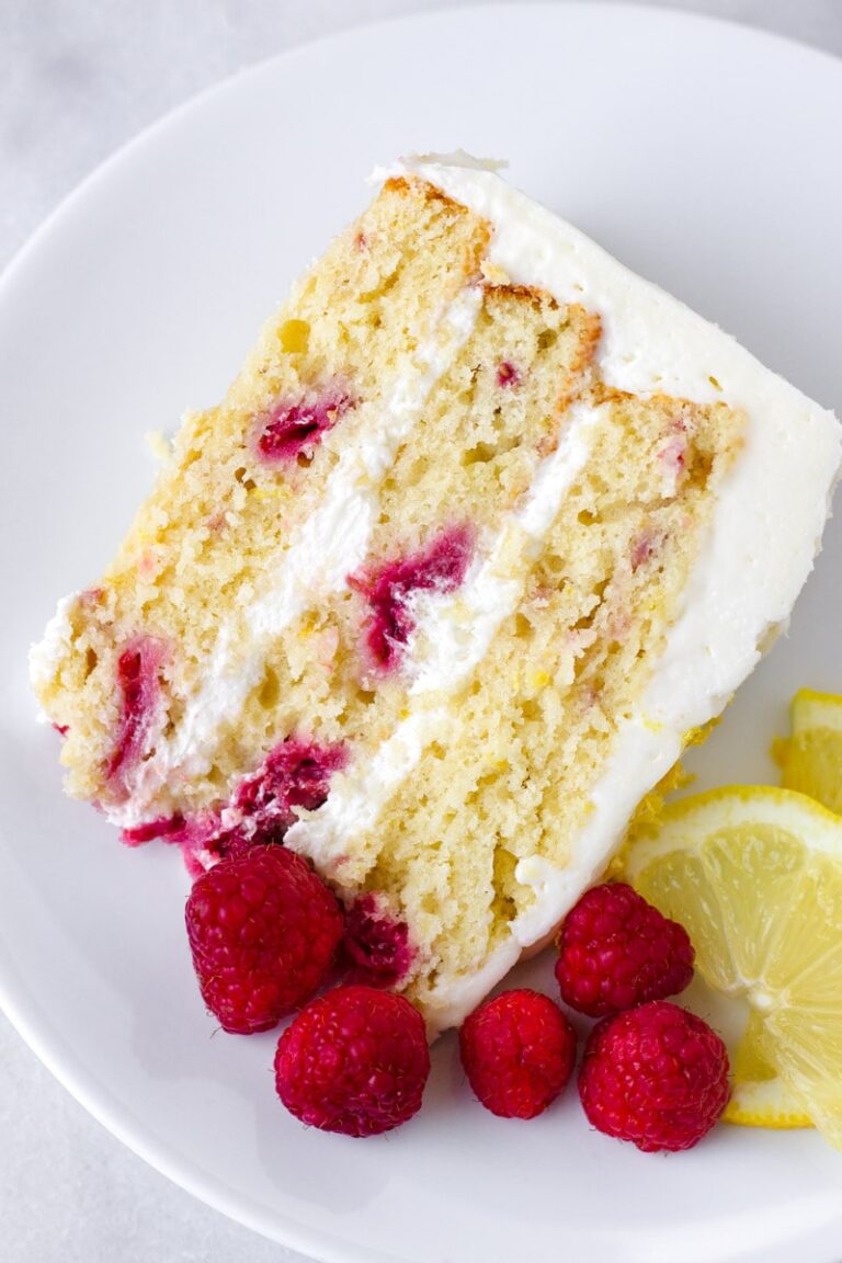 Lemon Raspberry Cake (3 Layers) - Cooking For My Soul