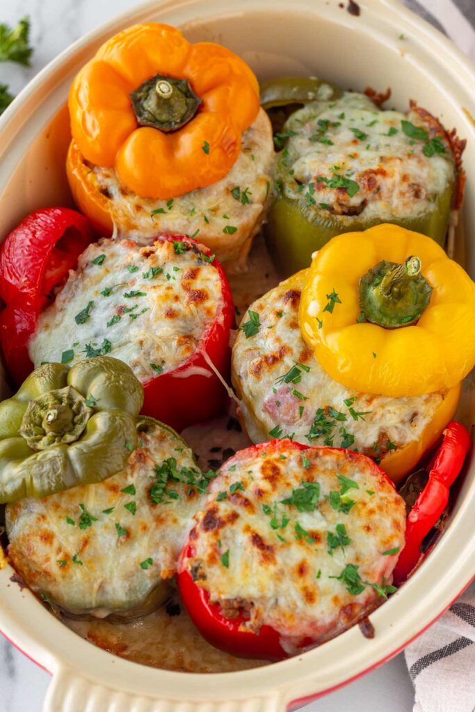 Stuffed Peppers Ground Beef and Rice - Cooking For My Soul